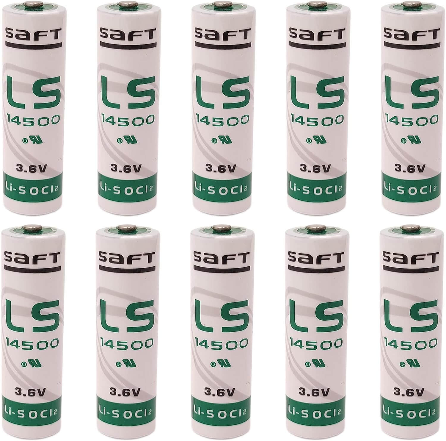 Ten pieces of Saft LS14500 2600Mah 3.6V Lithium battery